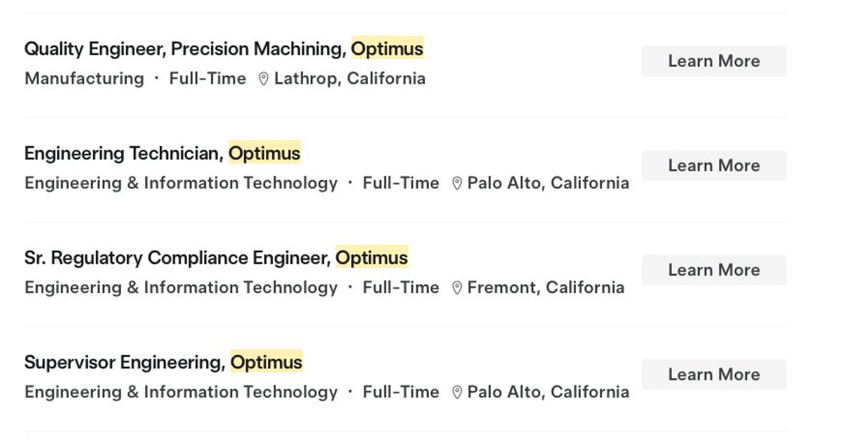 Tesla Optimus Hiring Spree Hits 110 Jobs | RoboHorizon Robot Magazine ...